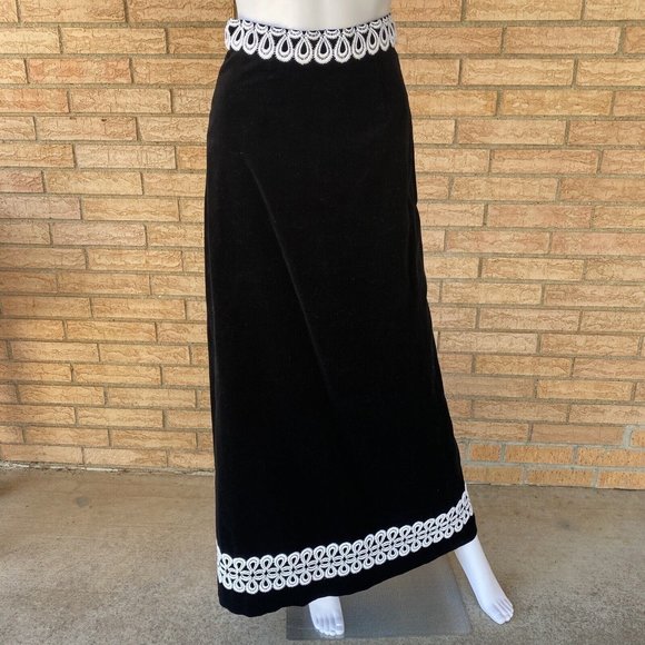 Joy Stevens | Skirts | Vintage 6s 70s Joy Stevens Black Velvet Lace ...